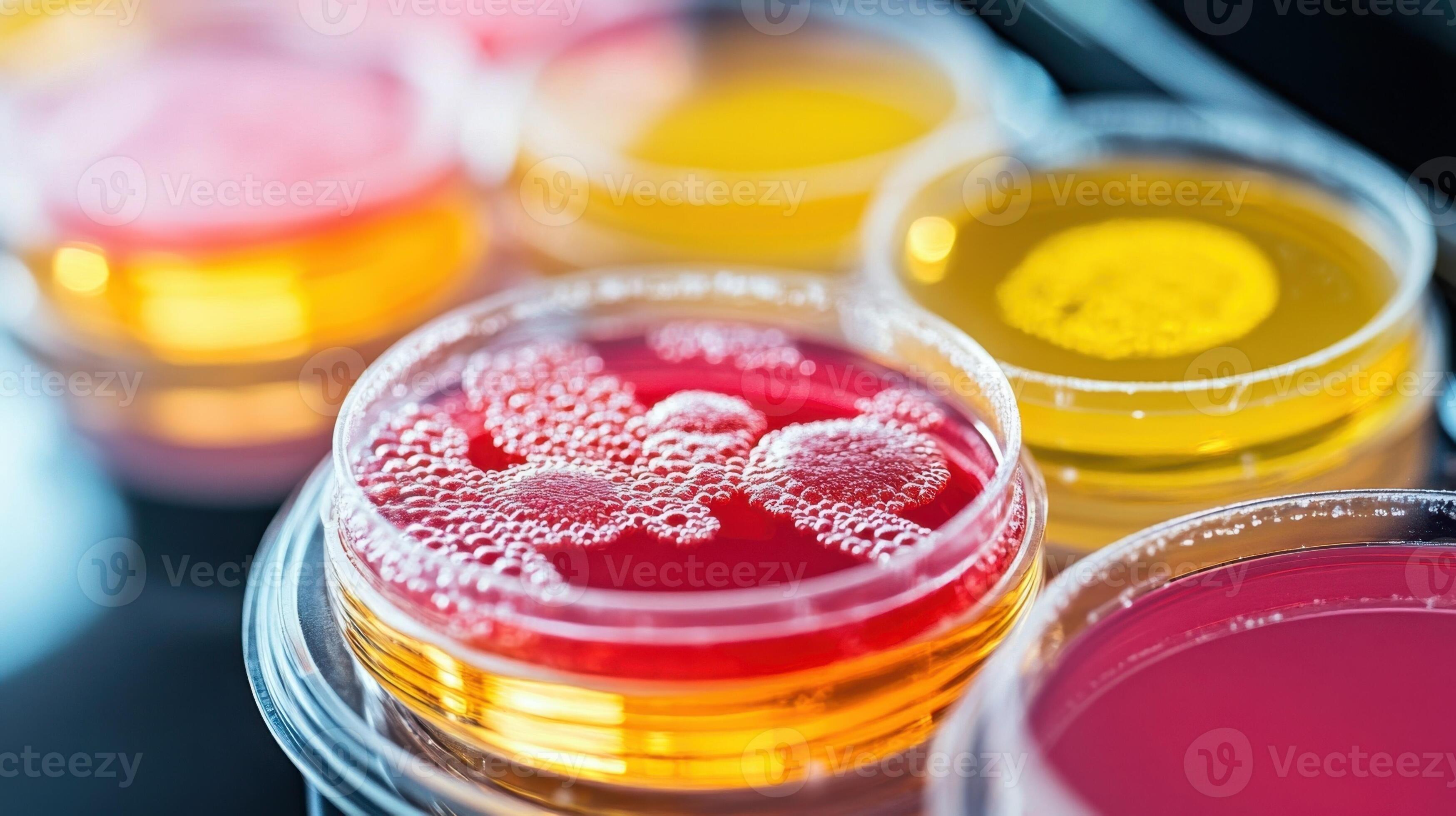 Colorful petri dishes showcasing bacterial cultures 56426195 Stock ... Colorful petri dishes showcasing bacterial cultures 56426195 Stock ...