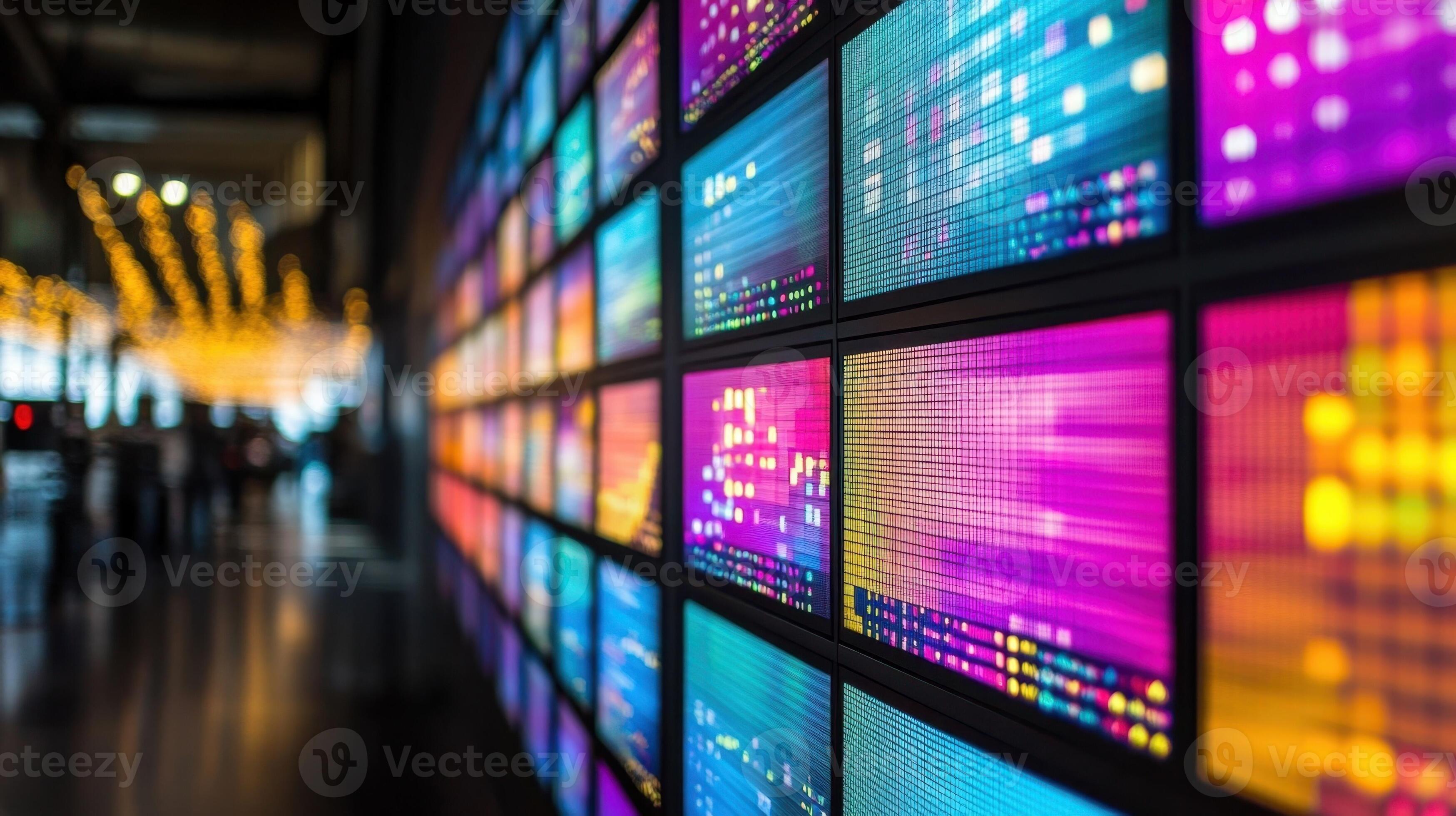 Vibrant digital display panels illustrating data visualization 56426391 ...