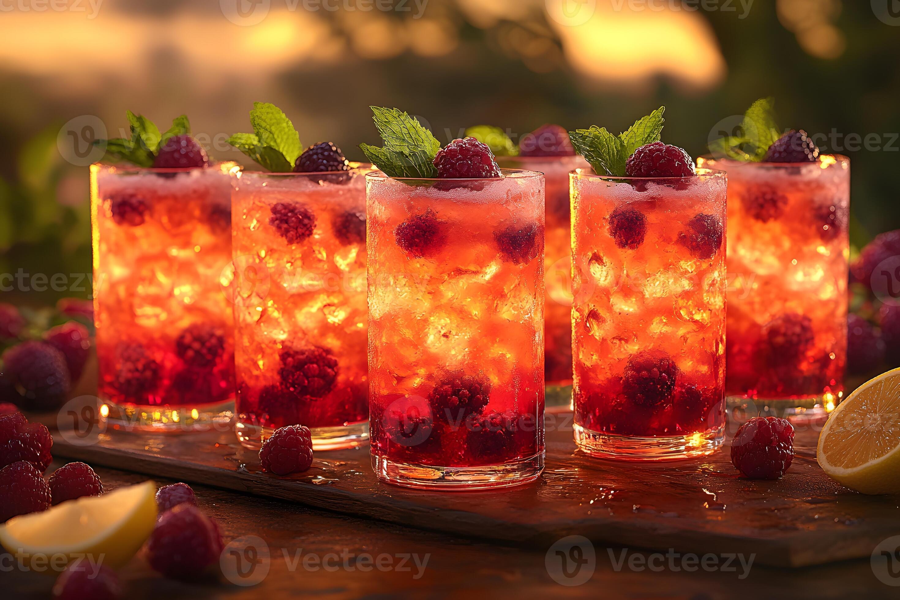 Refreshing Raspberry Lemonade Cocktails at Sunset - Perfect for Summer Gatherings and Parties ...