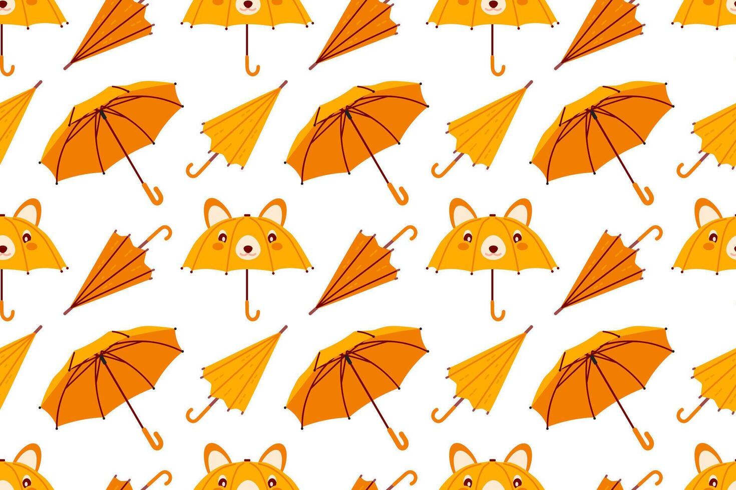 Kids Seamless pattern of various umbrellas. Open, folded, and closed umbrellas. Various ...
