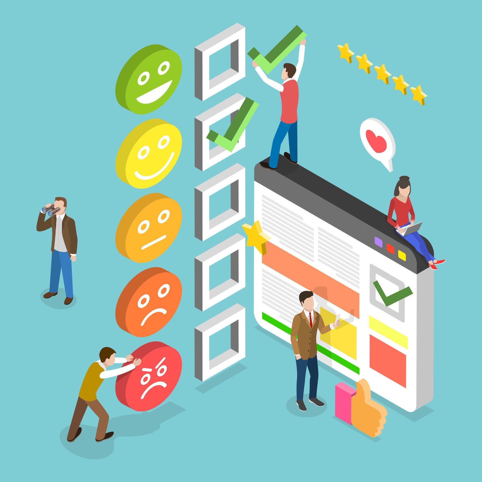 3D Isometric Flat Conceptual Illustration of Customer Satisfaction ...