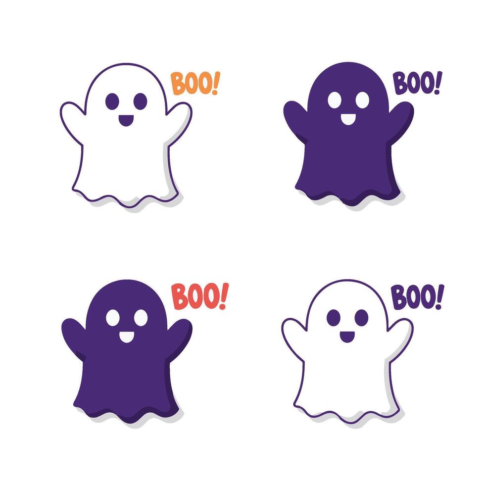 Cute Spooky Ghost Art Happy Floating Ghost with Boo Message 56449381 ...