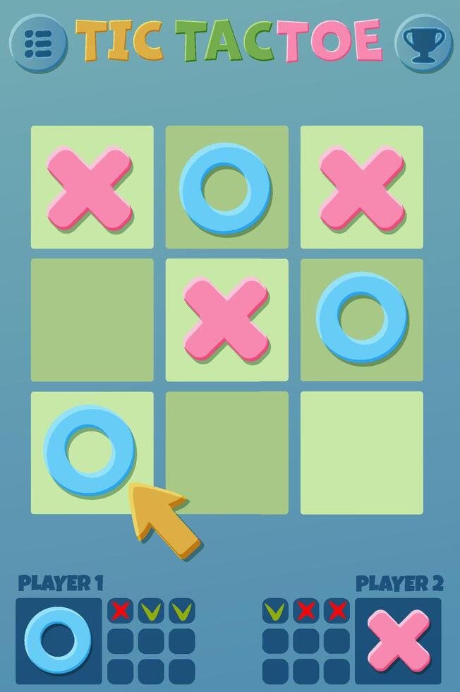 Tic Tac Toe Ui With Arow Cursor Board Logic Game For Your Game Development Ui Strategy Game