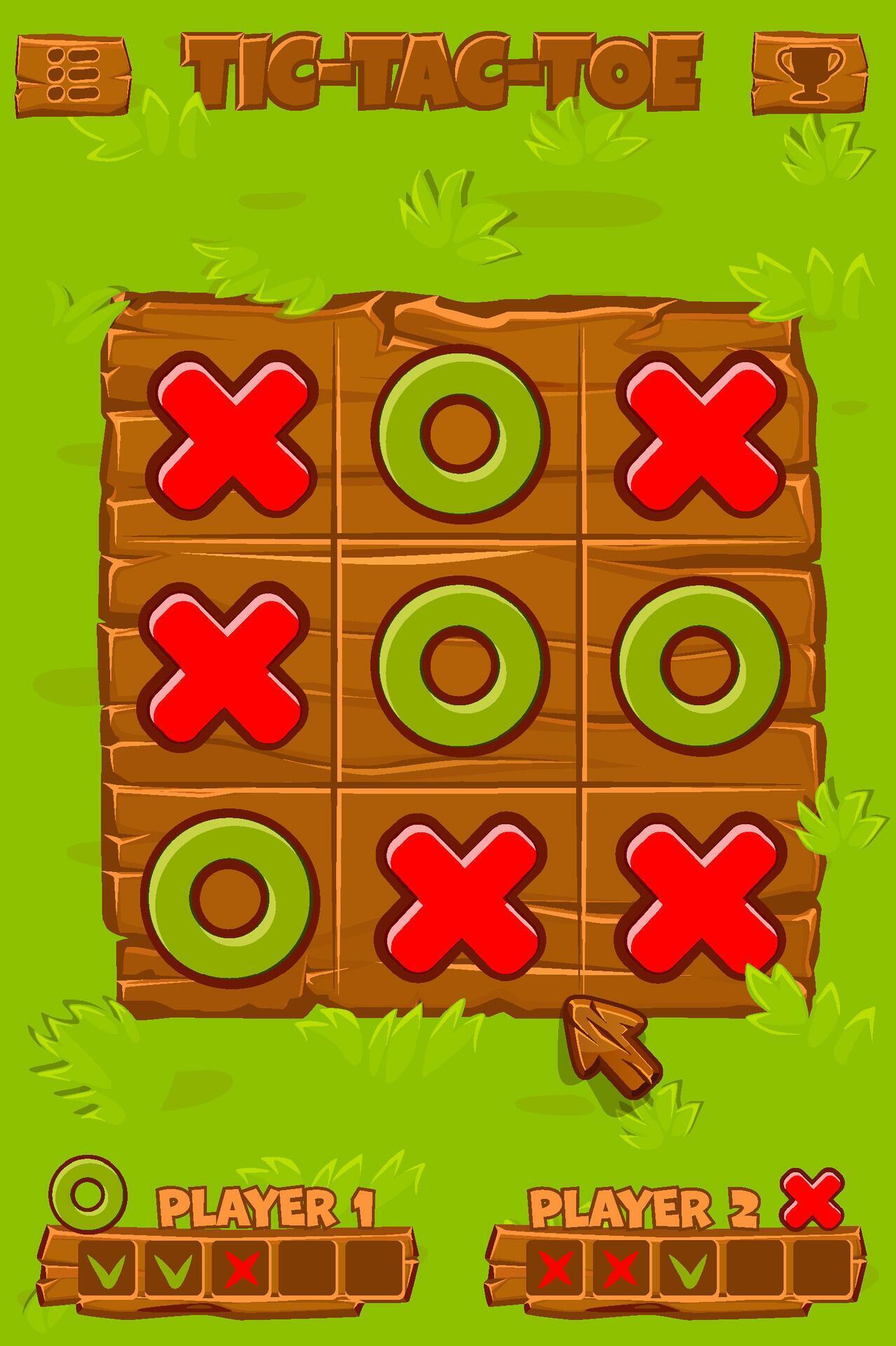 Board game TIC-TAC-TOE. Grass background with wooden board. Spring ...