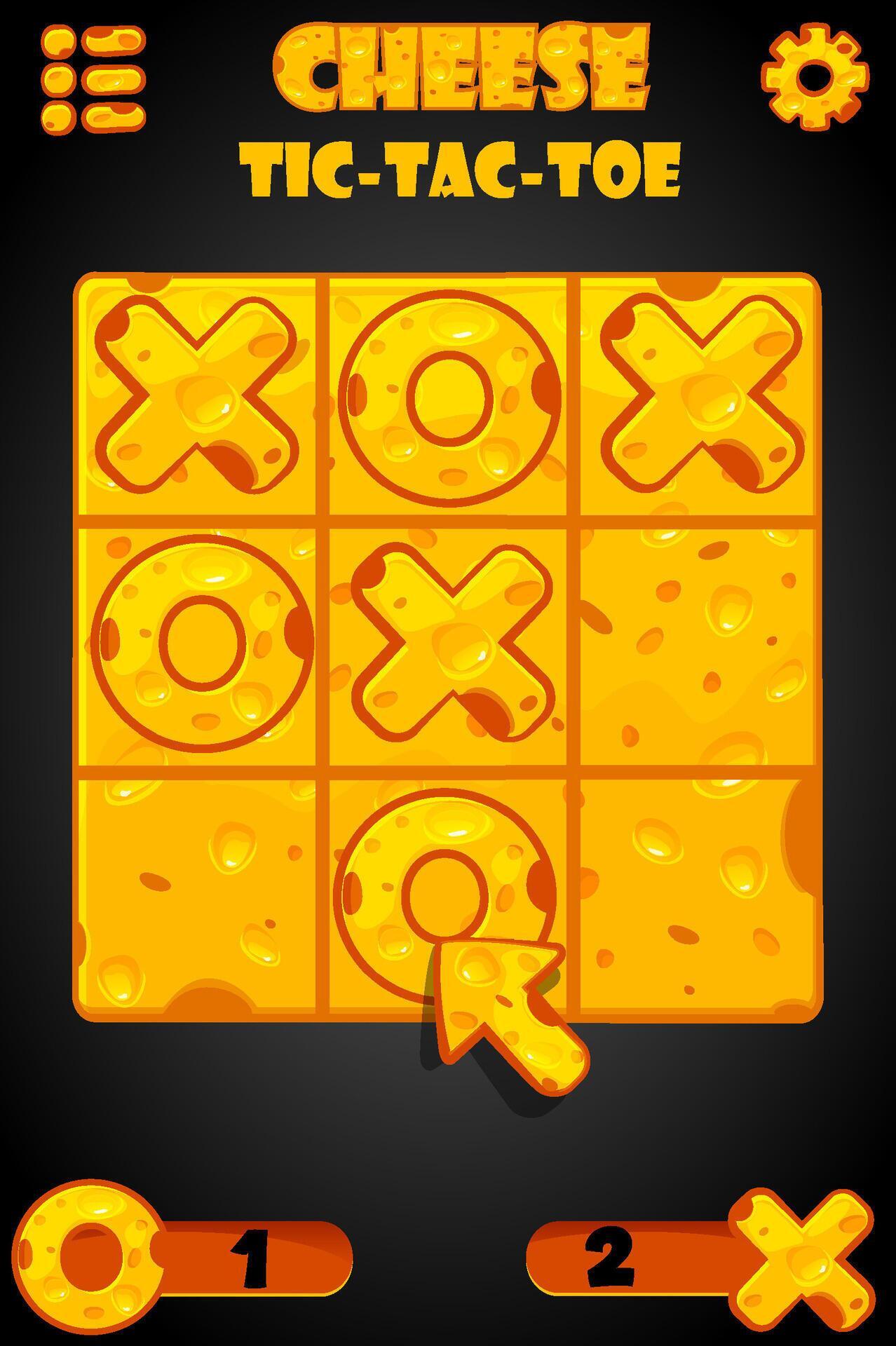 Adobe Illustratotic Tac Toe In Cheese Style Ui Game With Cursor Arrow