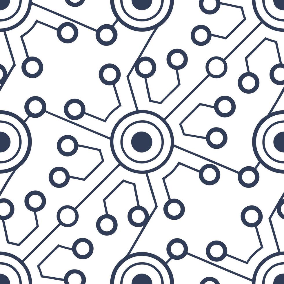 Create Seamless Tile Pattern Featuring Interconnected Digital Grid Circuits With Isolated White