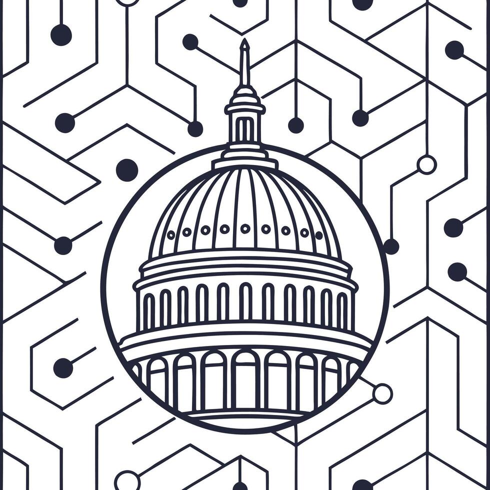 Design cyber pattern with seamless tile effect integrating abstract digital grids neon circuit ...