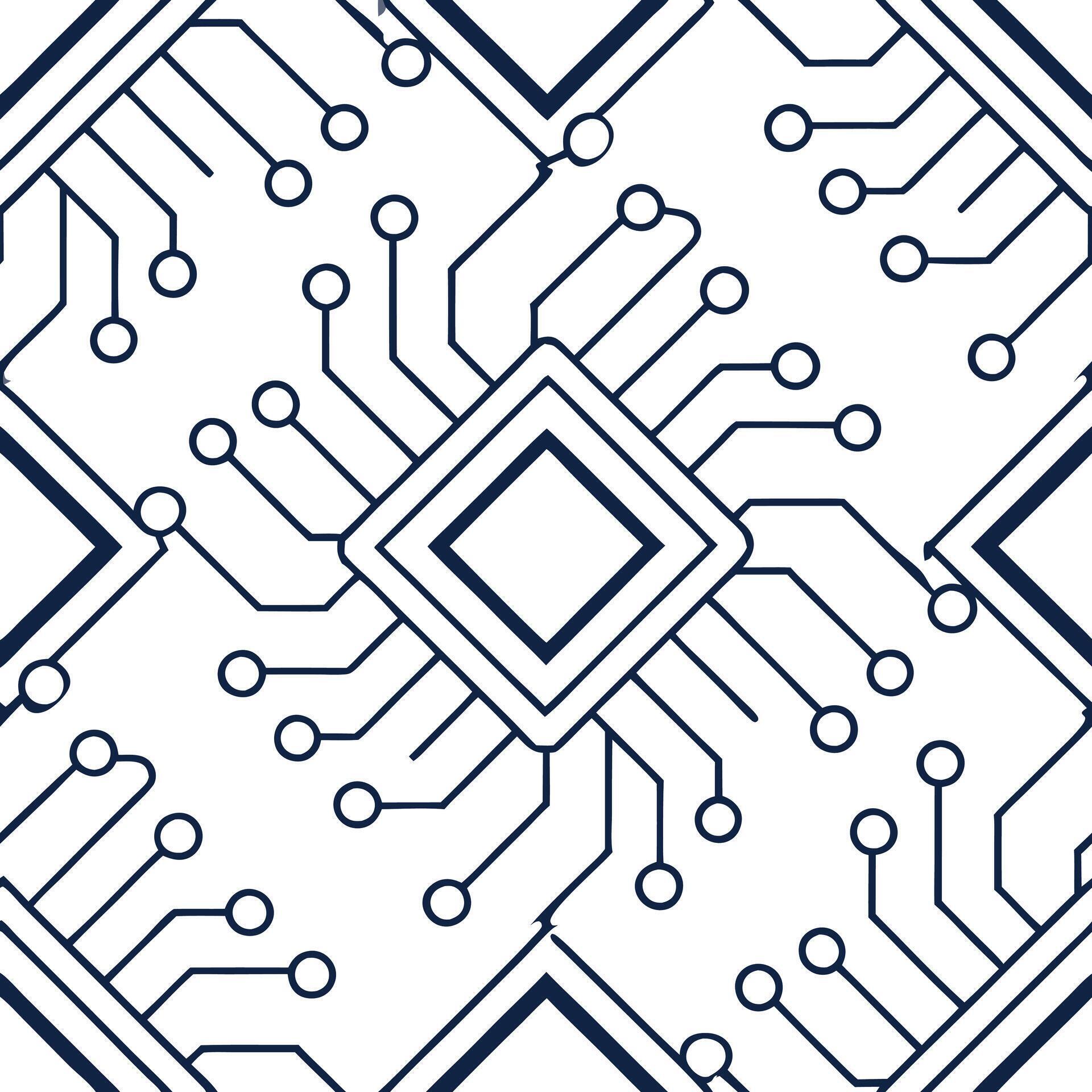 Design seamless tile patterns inspired by printed circuit boards with intricate trace details ...
