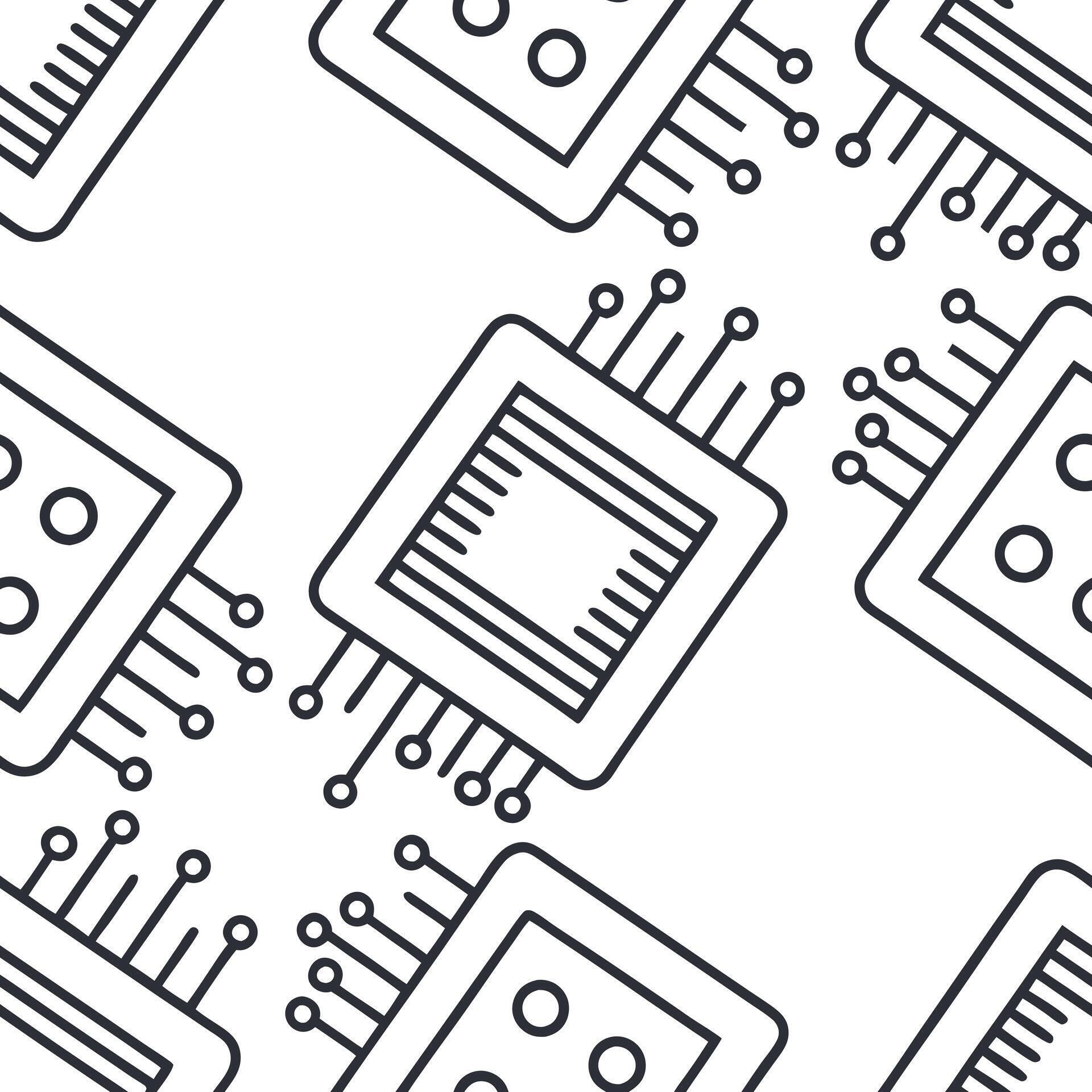 Generate seamless tile patterns using layered circuit board components and digital wiring ...