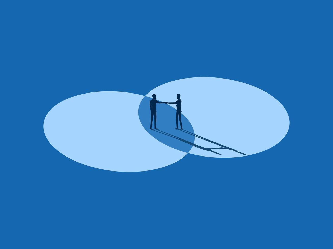 two Businessmen shaking hands making deals on intersect circle space ... two Businessmen shaking hands making deals on intersect circle space ...