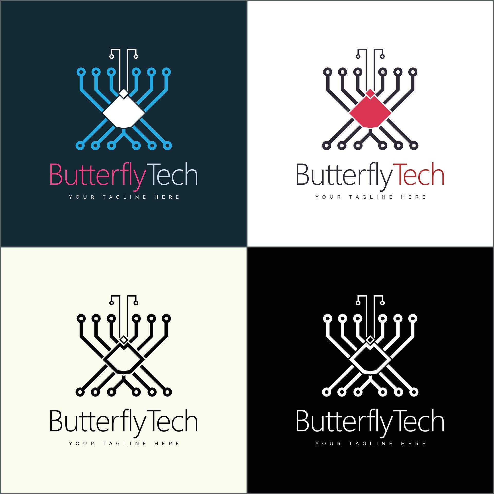 Butterfly Data board Integrated Circuit microchip CPU ai smart chip logo set design template ...