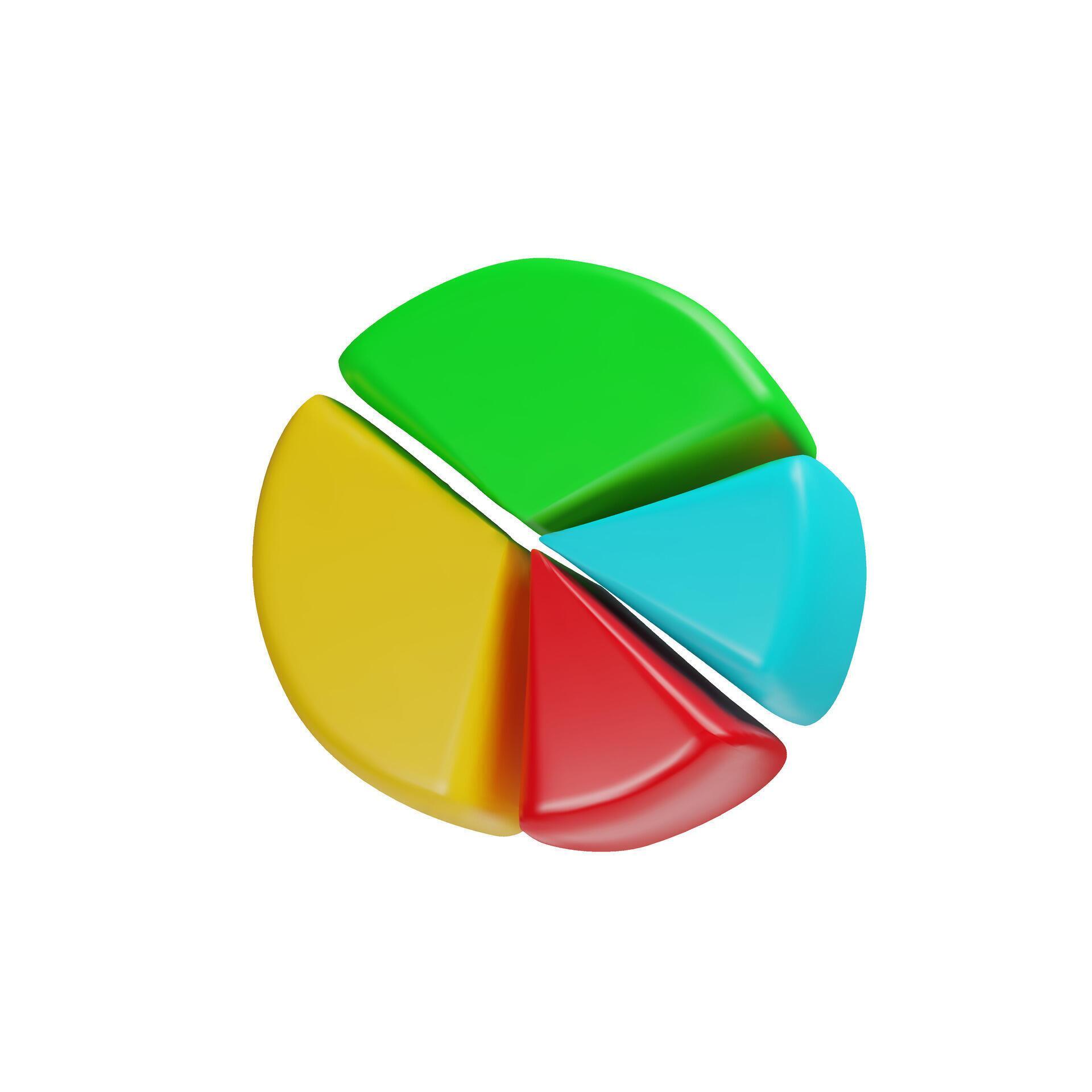 3d render pie chart circle diagram infographic object. Rotation round cycle scheme process ...