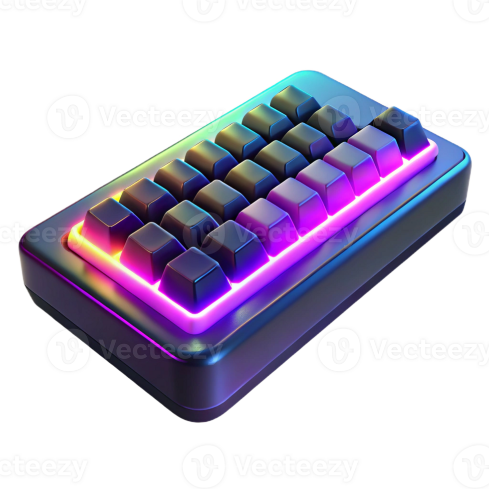 Dramatic Artistic Neon Keypad 3d Render Authentic 56474908 Png