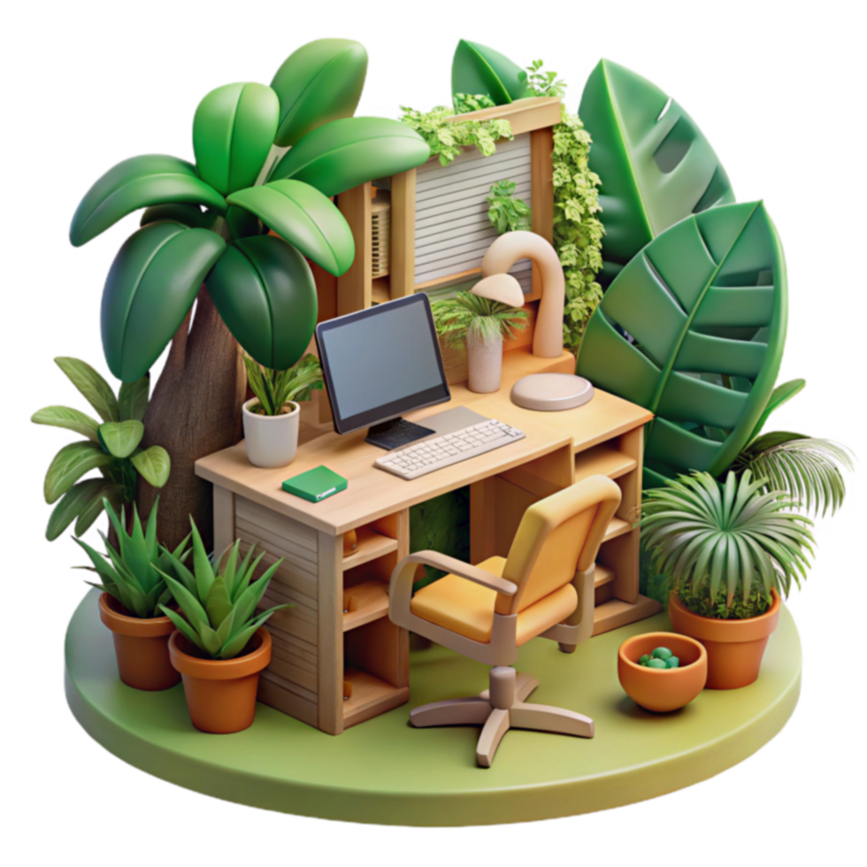 Serene Home Office Workspace with Lush Greenery 56479061 PNG Serene Home Office Workspace with Lush Greenery 56479061 PNG