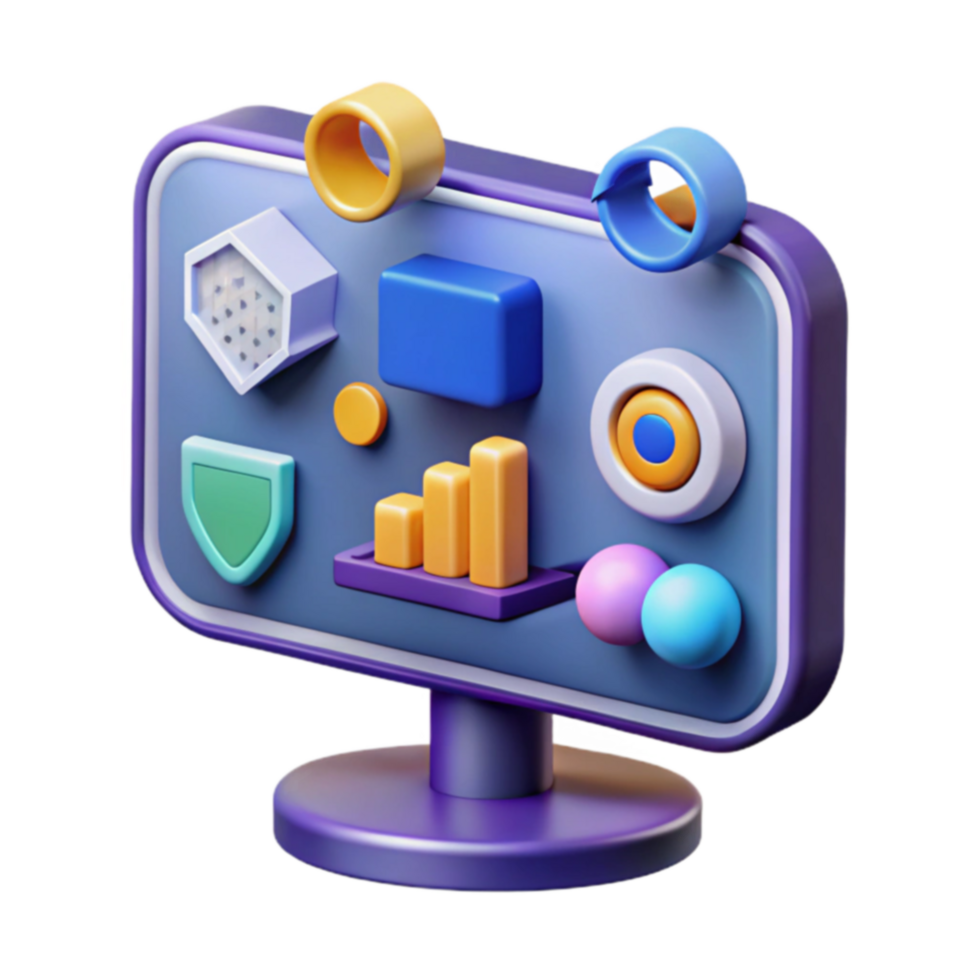 Data Visualization Abstract 3D Monitor Display 56479589 PNG