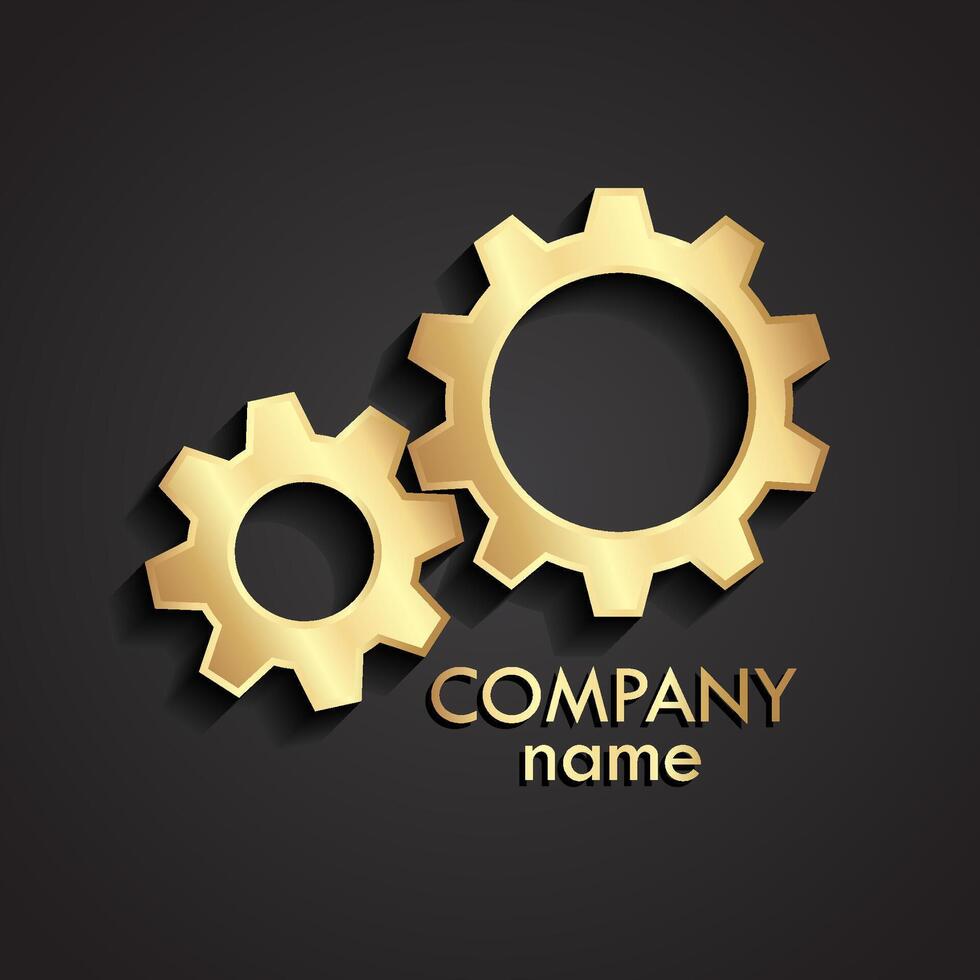 3d golden gears logo 56483837 Vector Art at Vecteezy