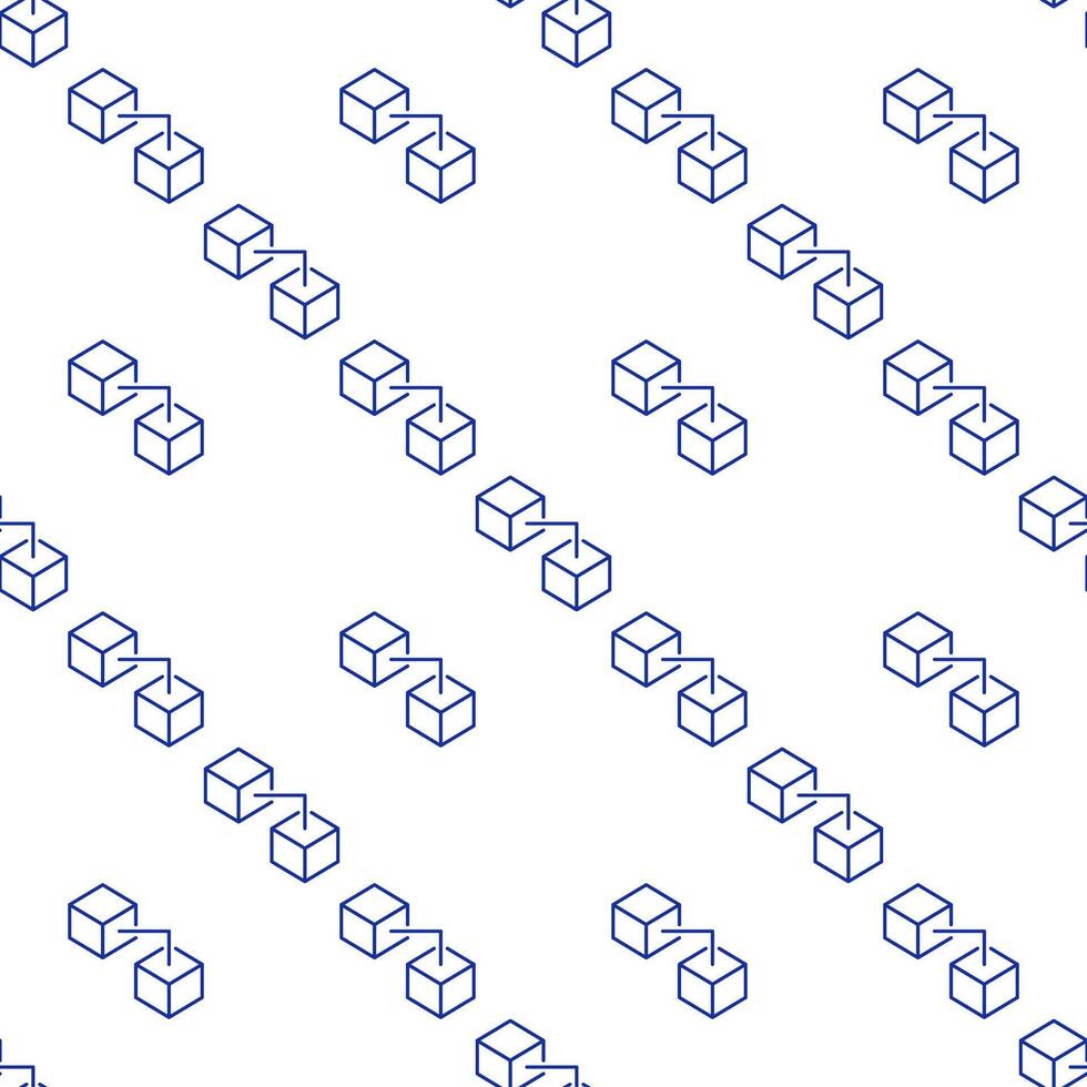 Two Connected Blocks Blockchain Technology Linear Seamless Pattern