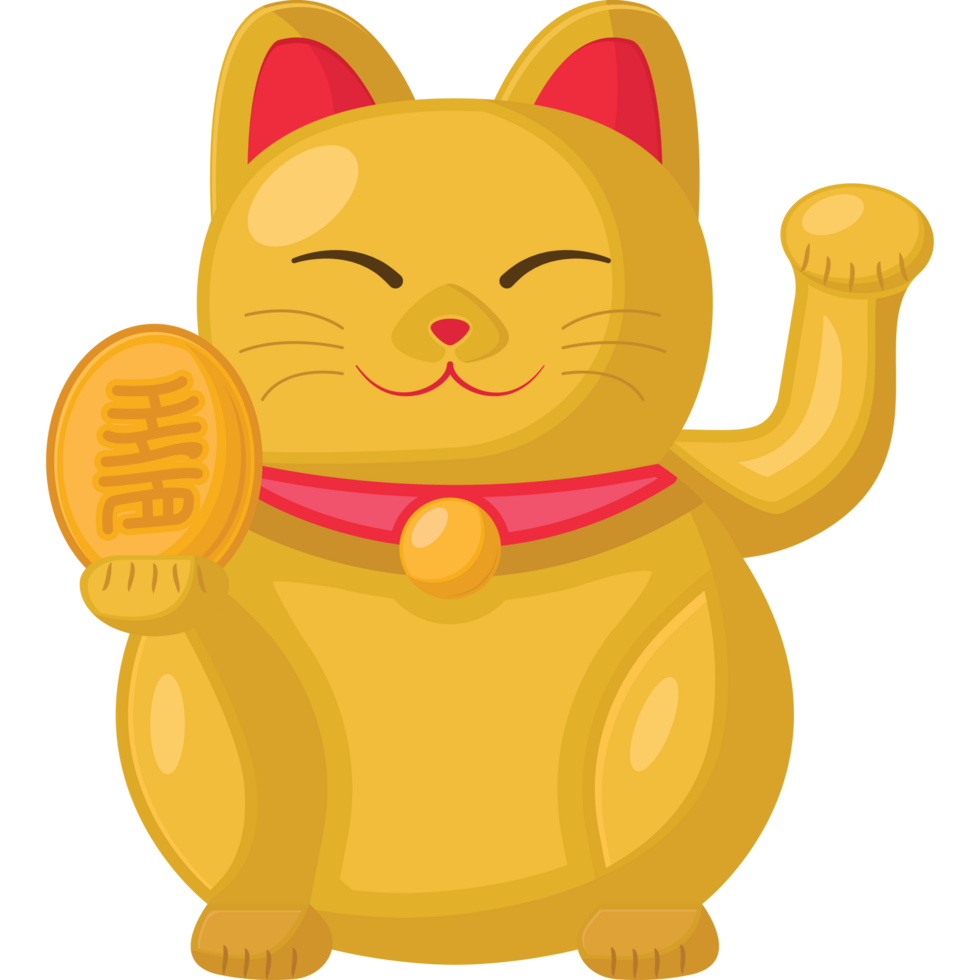 gold Chinese lucky cat, maneki neko 56489457 PNG