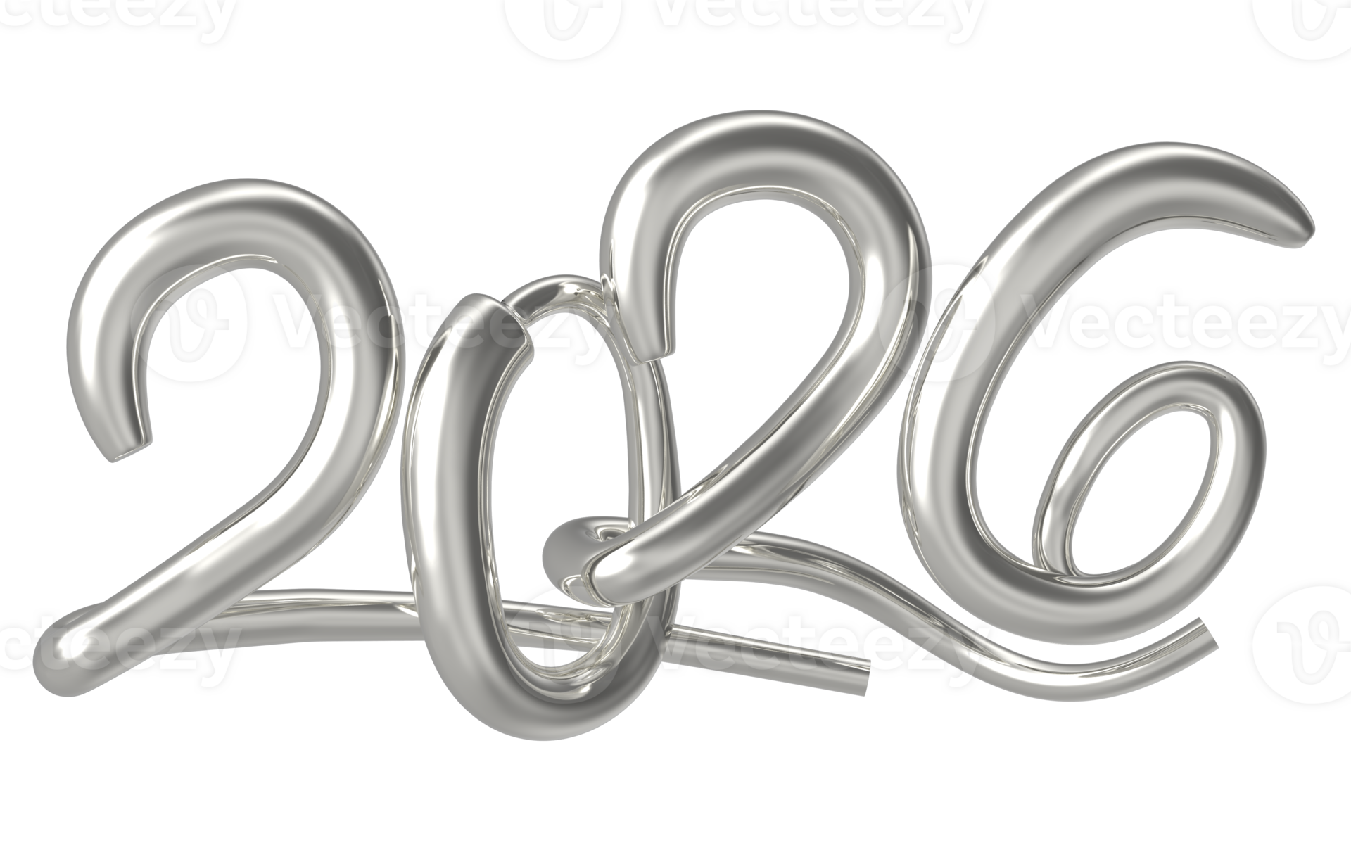 Number 2026 Silver 3D Render Happy New Year 56489746 PNG