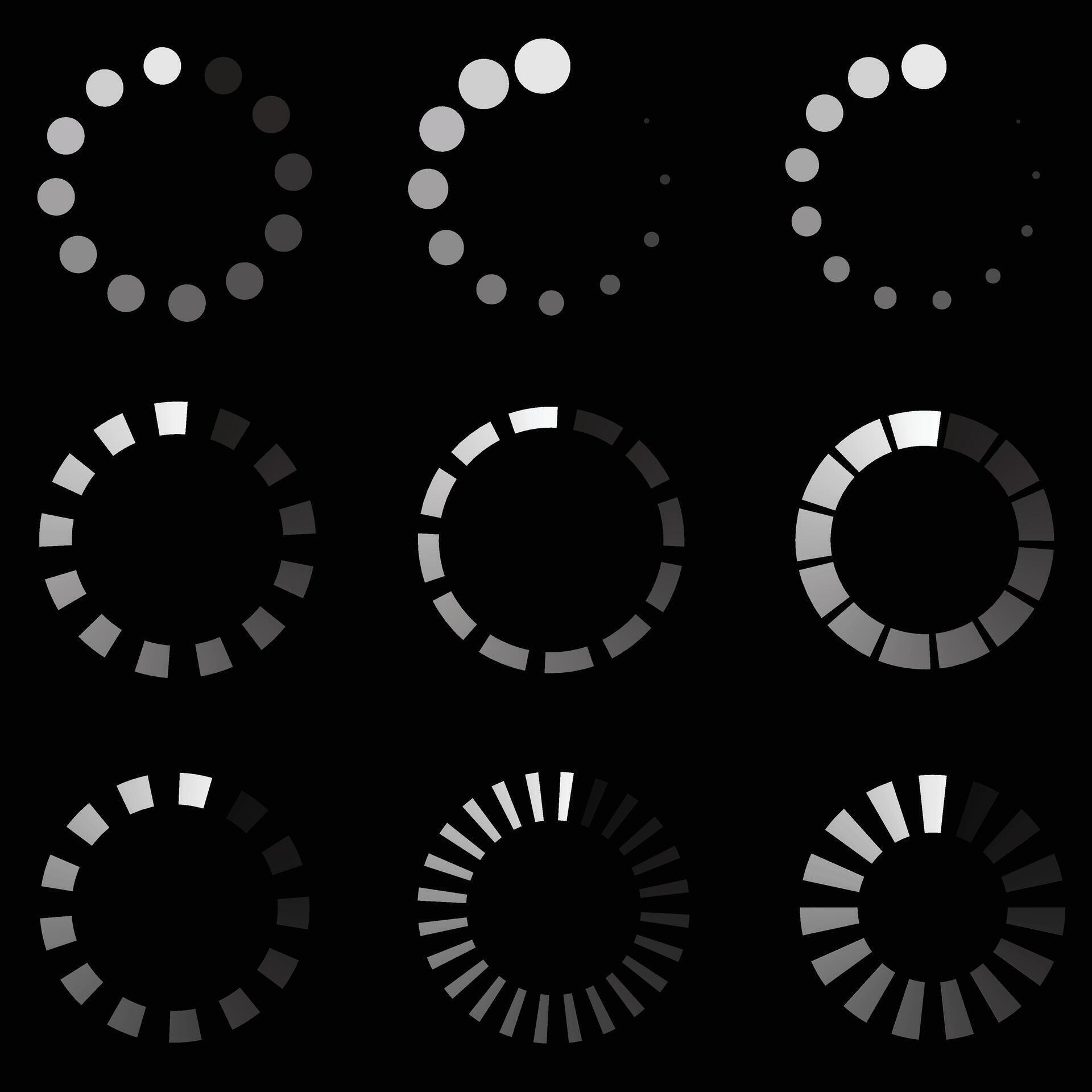 Loading progress circle in black and white. Loading icon set. Buffer ...