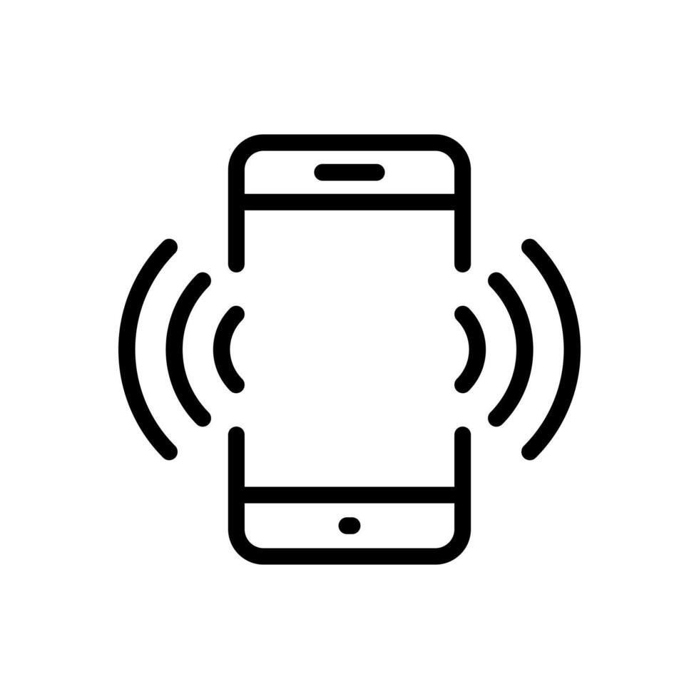 Vibrating Mobile Phone Line Icon Cellphone Vibration Sign Smartphone