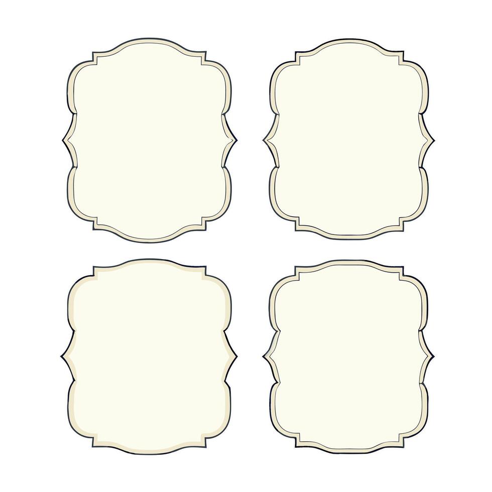 Set Of Simple Line Frames Line Art With Double Stroke Easily Editable