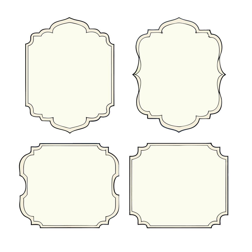 Set Of Simple Line Frames With Double Stroke Easily Editable Edges