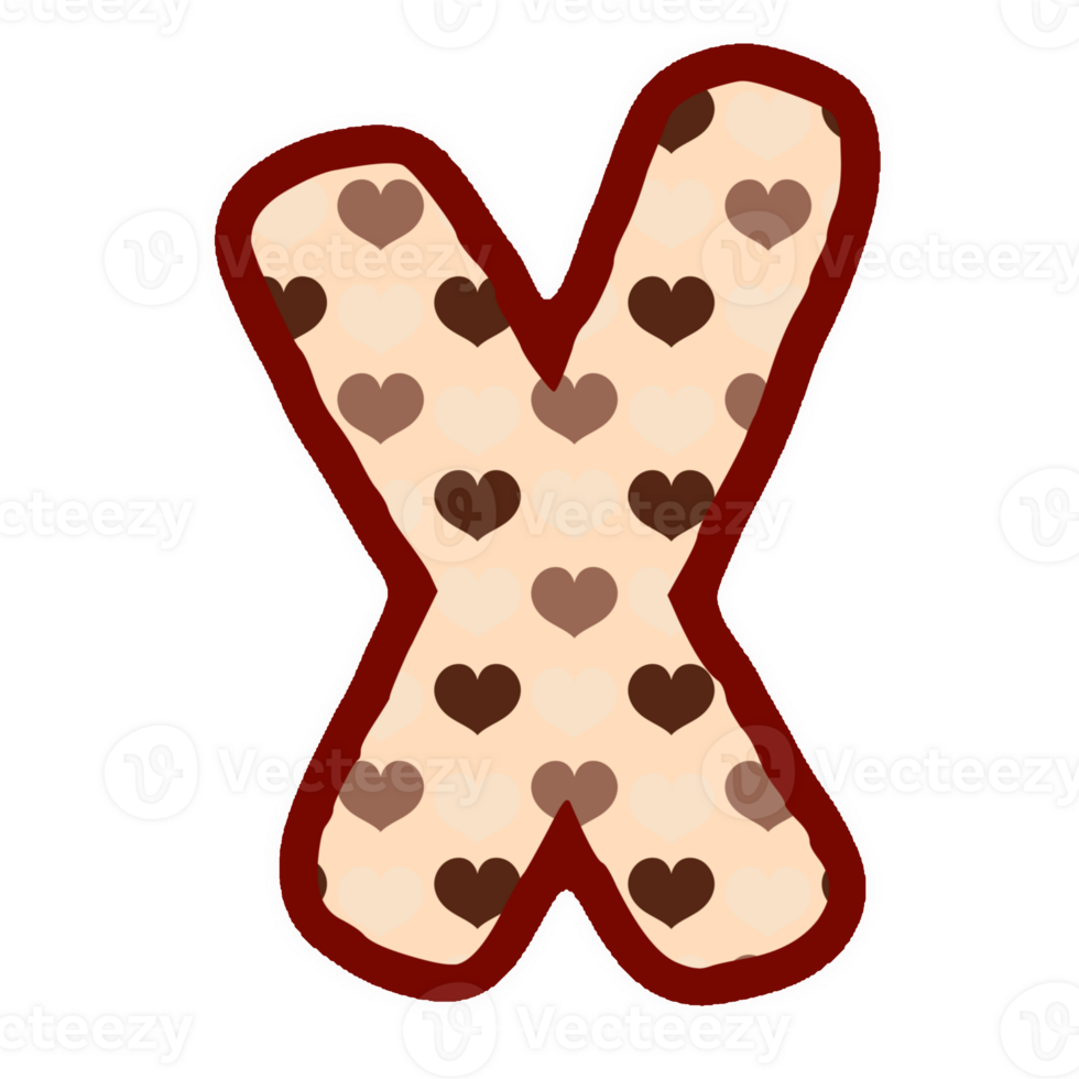 a brown and white heart shaped letter x 56505299 PNG