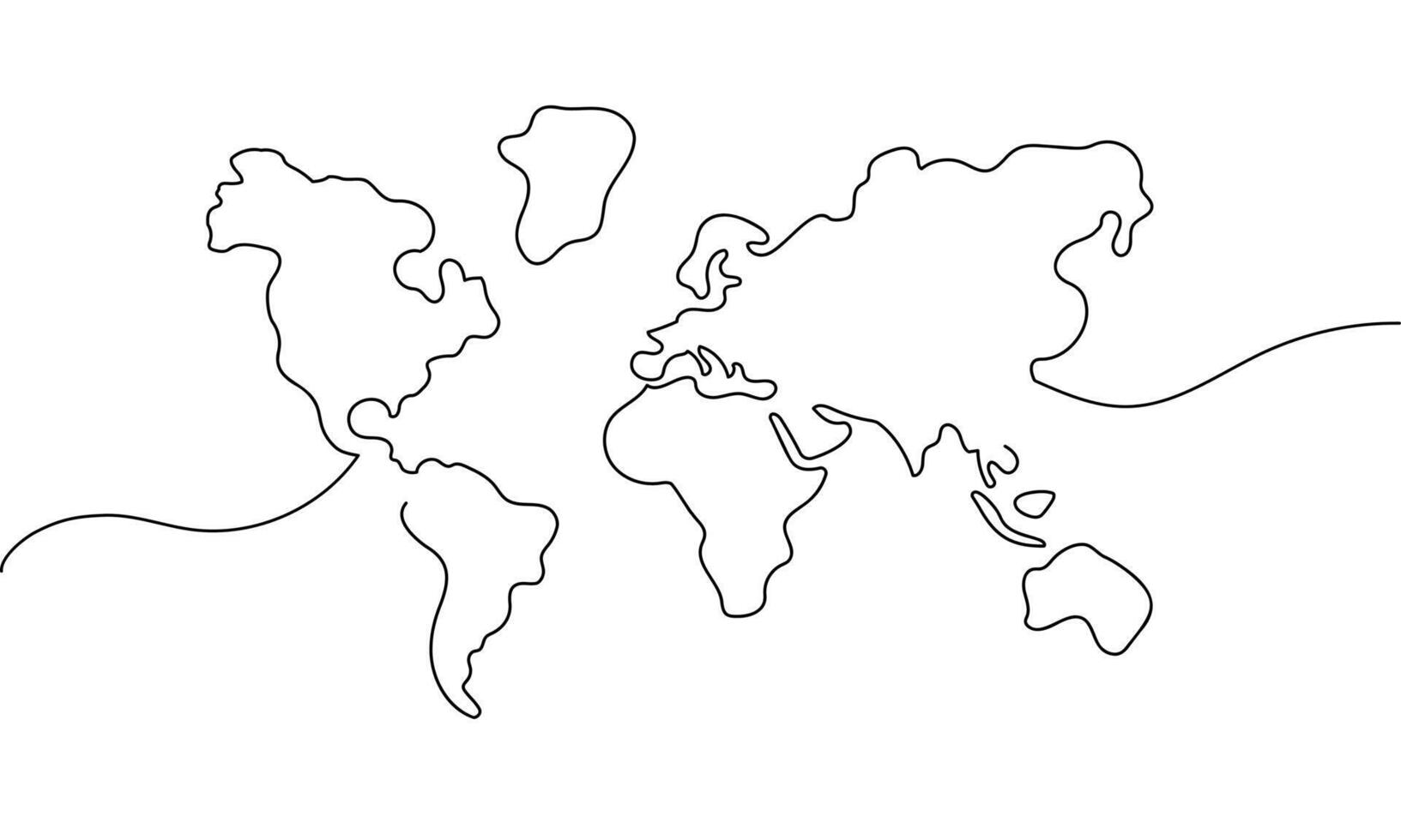 Continuous Earth line drawing symbol. World map one line art, hand ... Continuous Earth line drawing symbol. World map one line art, hand ...