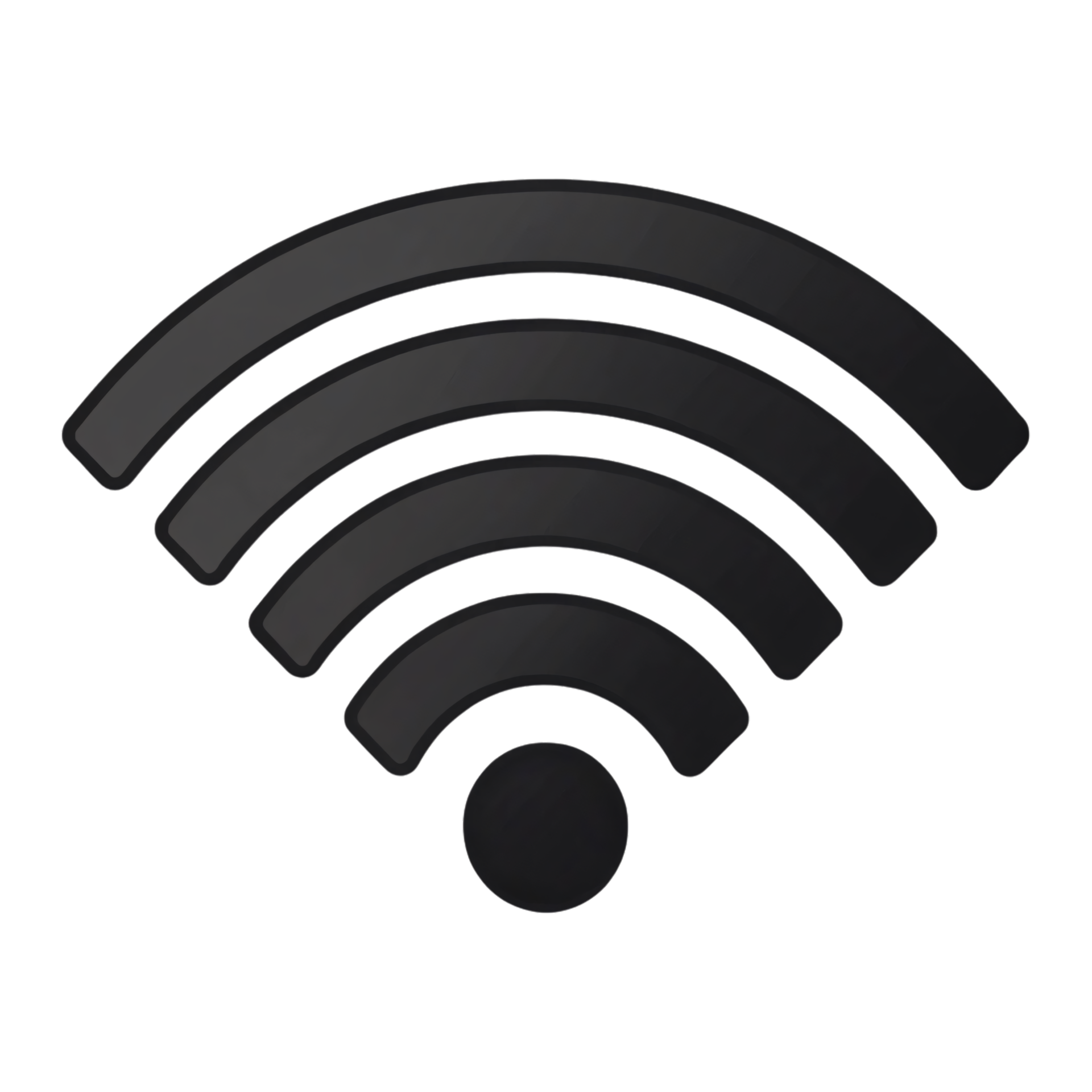 Black Wi Fi Signal Icon With Curved Lines And A Central Dot Symbolizing Wireless Connectivity