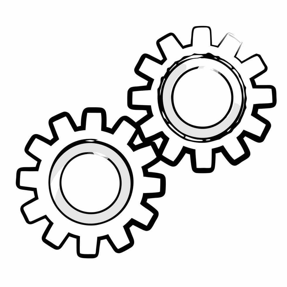Flat Abstract Gears Interlocking With Bokeh Lights Concept As Soft