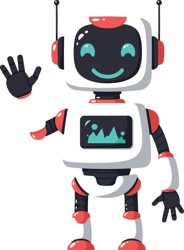 Friendly robot character design in flat style art 56544986 Vector Art at Vecteezy
