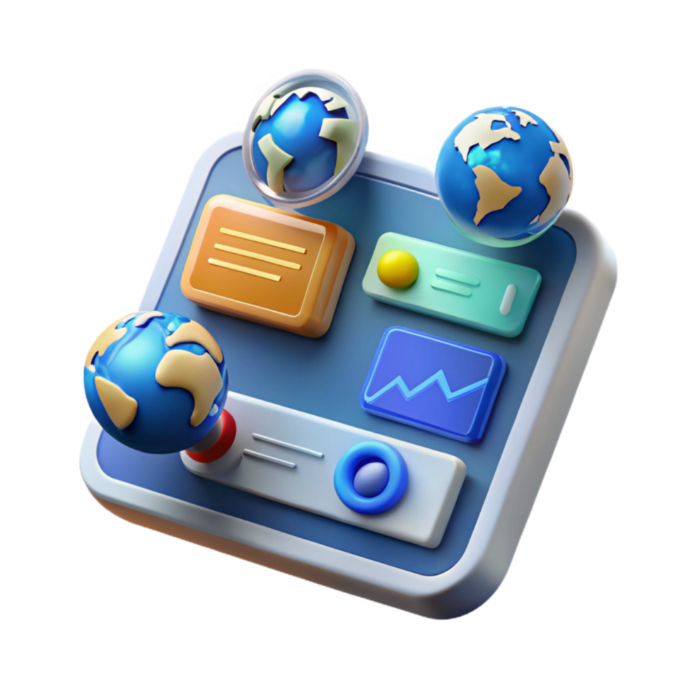 Global Data Interface 3D App Dashboard Visualization 56547395 PNG