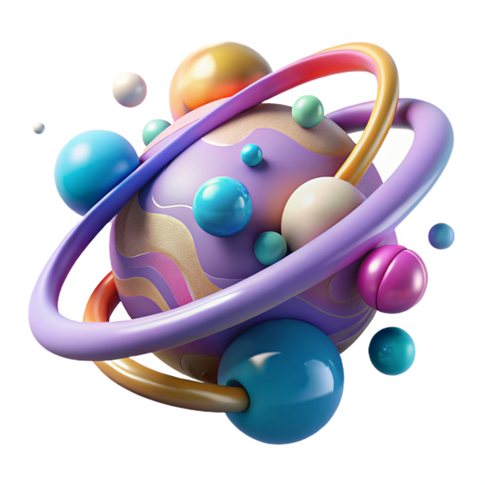 Abstract Colorful 3d Sphere With Orbiting Rings 56547475 Png
