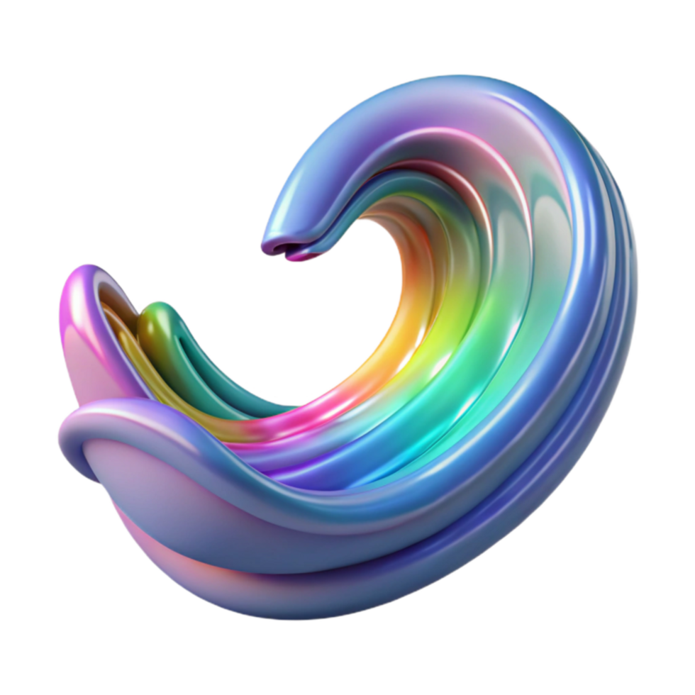 Rainbow Wave Abstract 3d Render Of Colorful Swirls 56547955 Png
