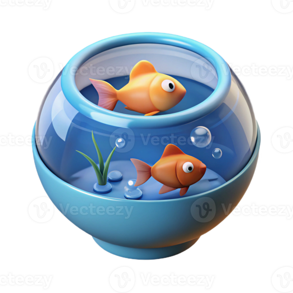 Two Goldfish in a Round Fishbowl 56549138 PNG