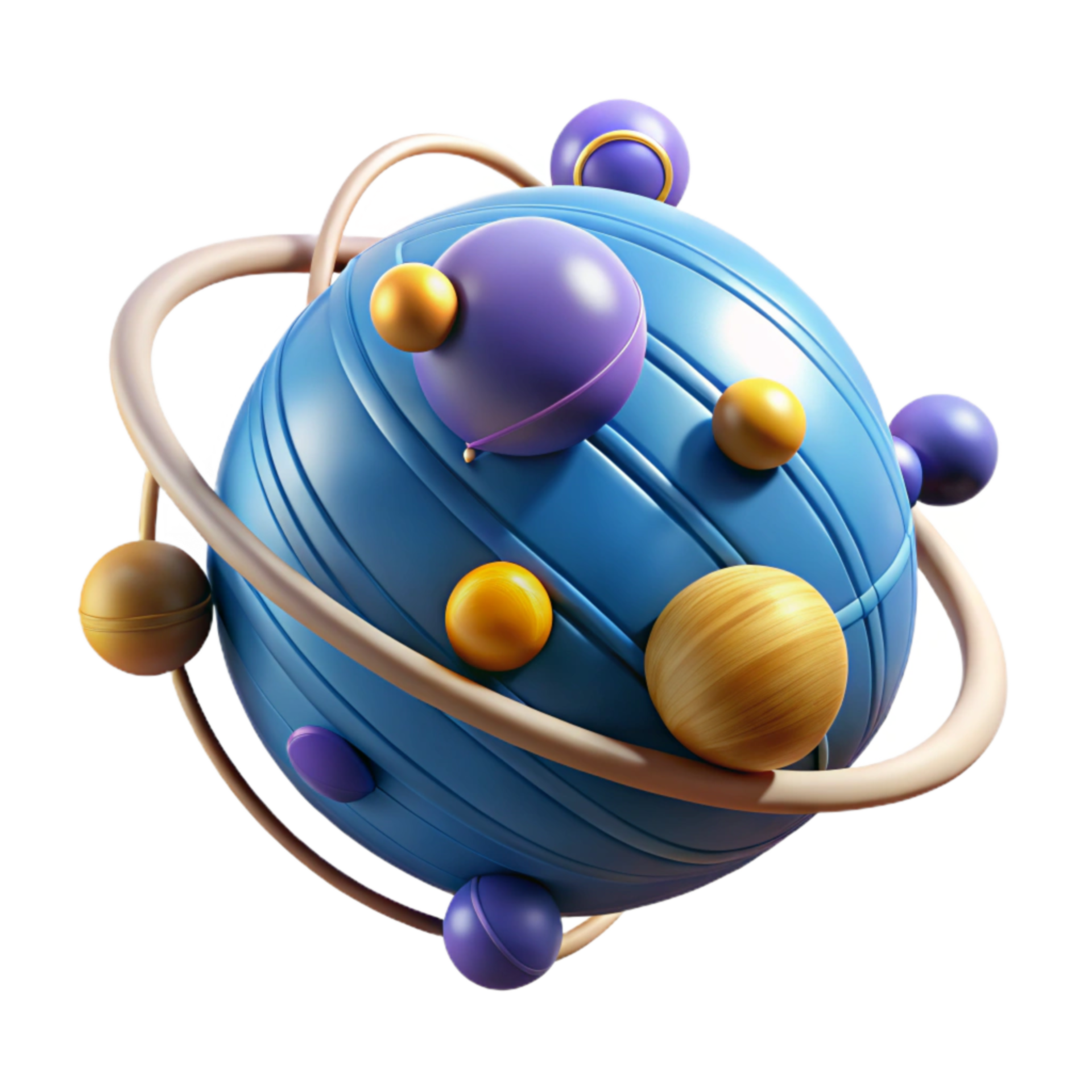 Abstract Colorful Sphere With Orbiting Moons 56552014 Png