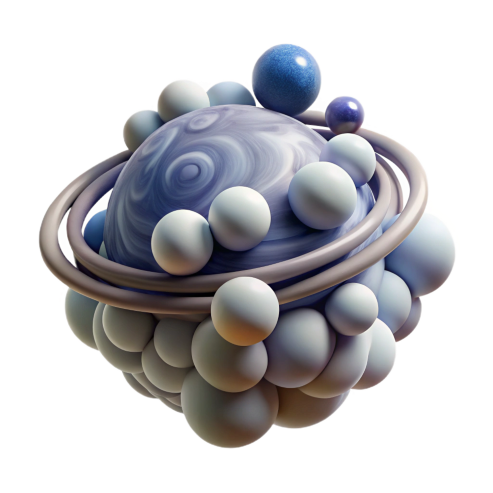 Abstract 3d Render Swirling Sphere With Orbiting Spheres 56552024 Png