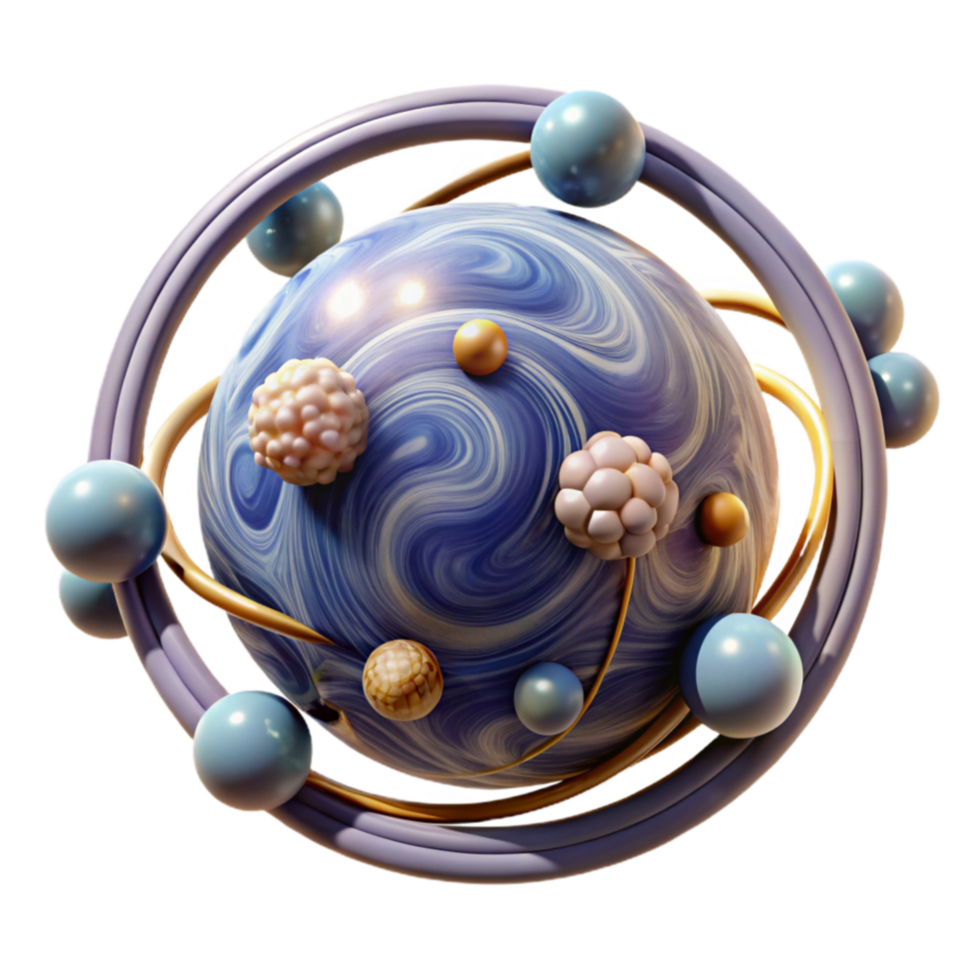 Abstract Swirling Sphere With Orbiting Elements 56552105 Png