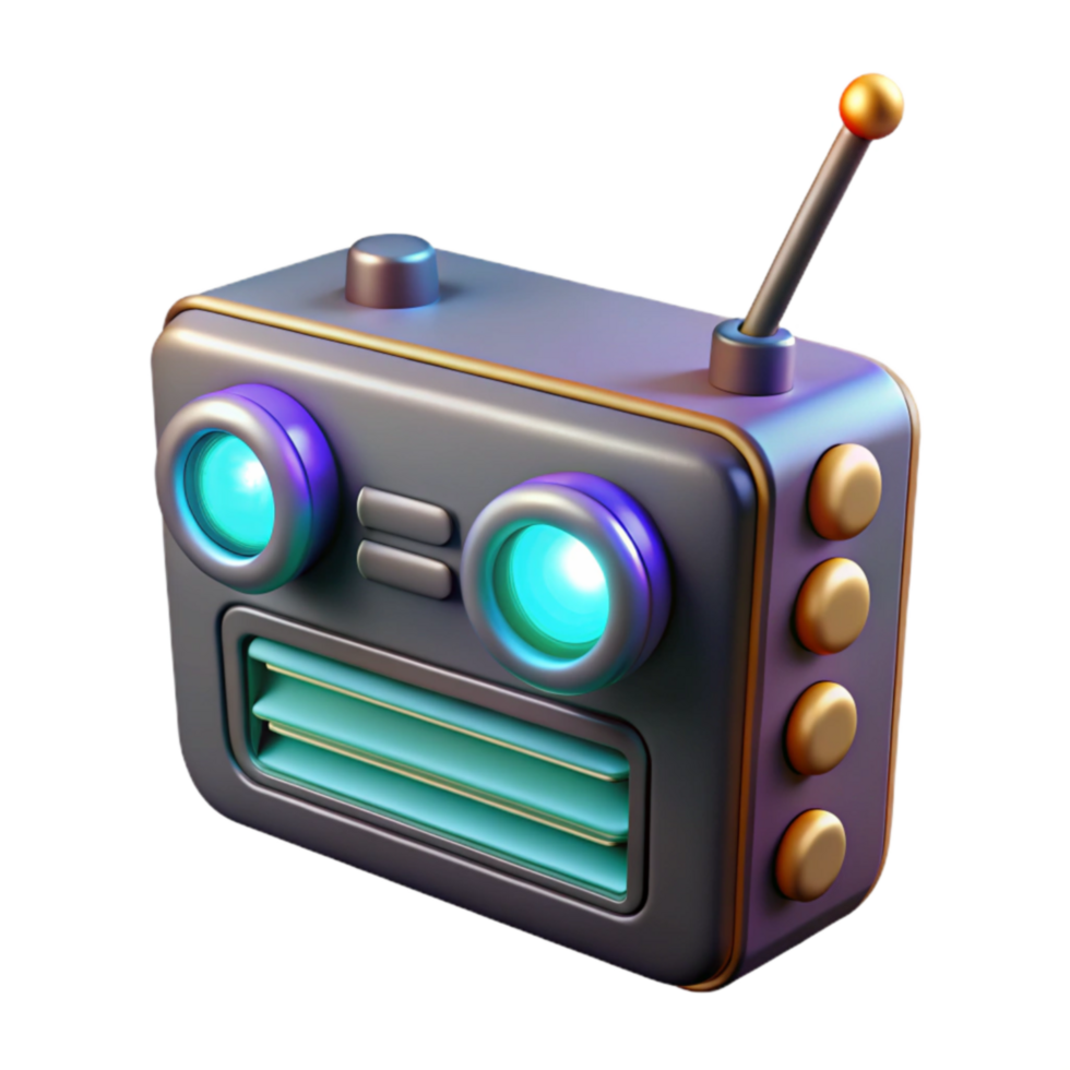 Retro Robot Radio 3D Model Design 56552521 PNG