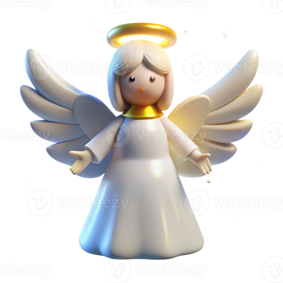 Dramatic Traditional 3d Render Cute Angel Wings Halo 4k 56552675 Png