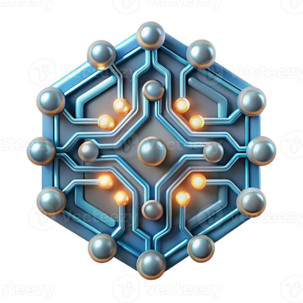 Hexagonal Network Nodes Connections And Data Flow 56553397 Png
