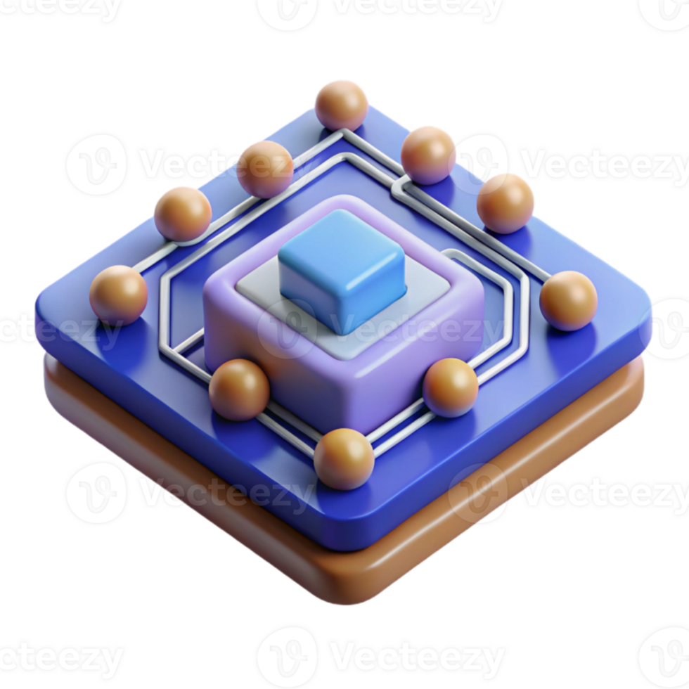 Abstract 3d Rendering Networked Cubes And Spheres 56553807 Png