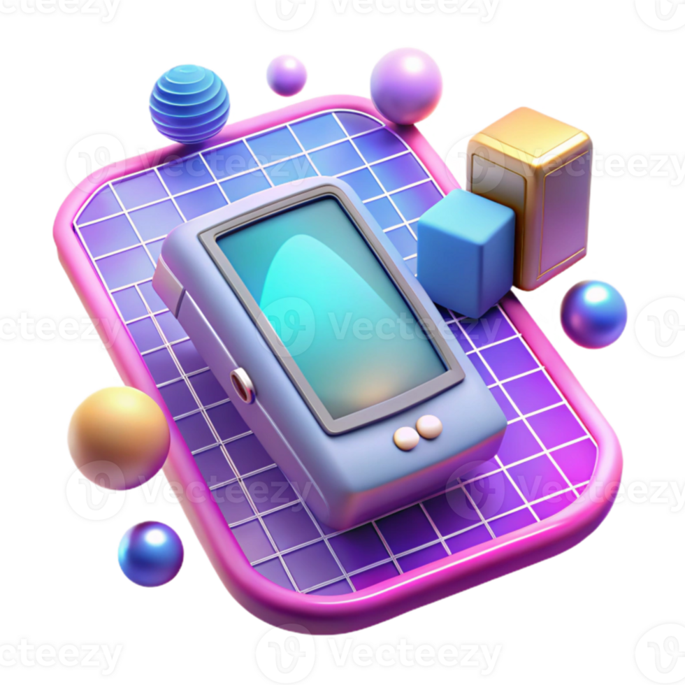Retro Device On Grid 3d Render 56554671 Png