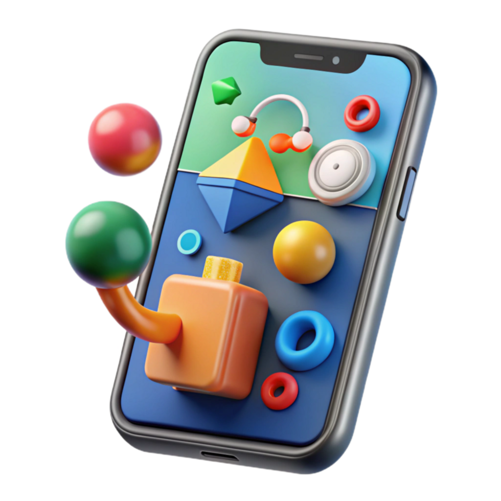 Abstract 3D Mobile App Design with Colorful Shapes 56559171 PNG