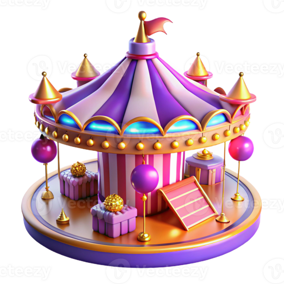magnificent classic Whimsical 3D Carousel Illustration detailed 56563952 PNG