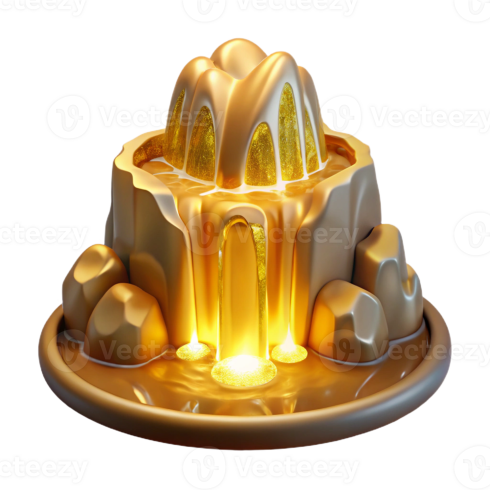 magnificent vintage Golden Waterfall 3D Render high resolution 56564356 PNG