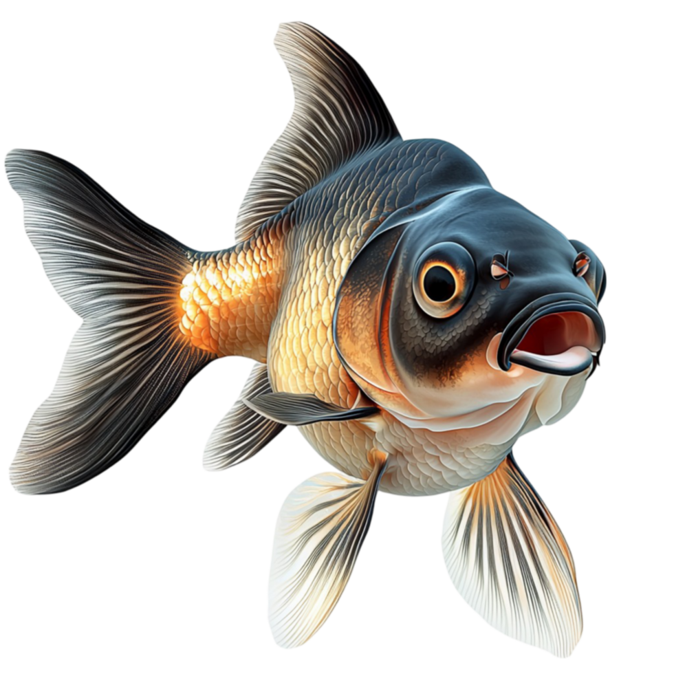 Beautiful black and orange goldfish swimming with its fins spread wide 56564708 PNG