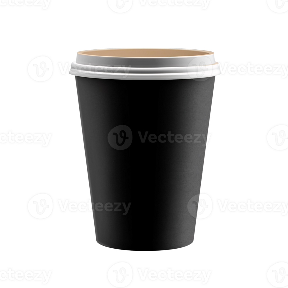 Black paper coffee cup with white lid on transparent background ... Black paper coffee cup with white lid on transparent background ...