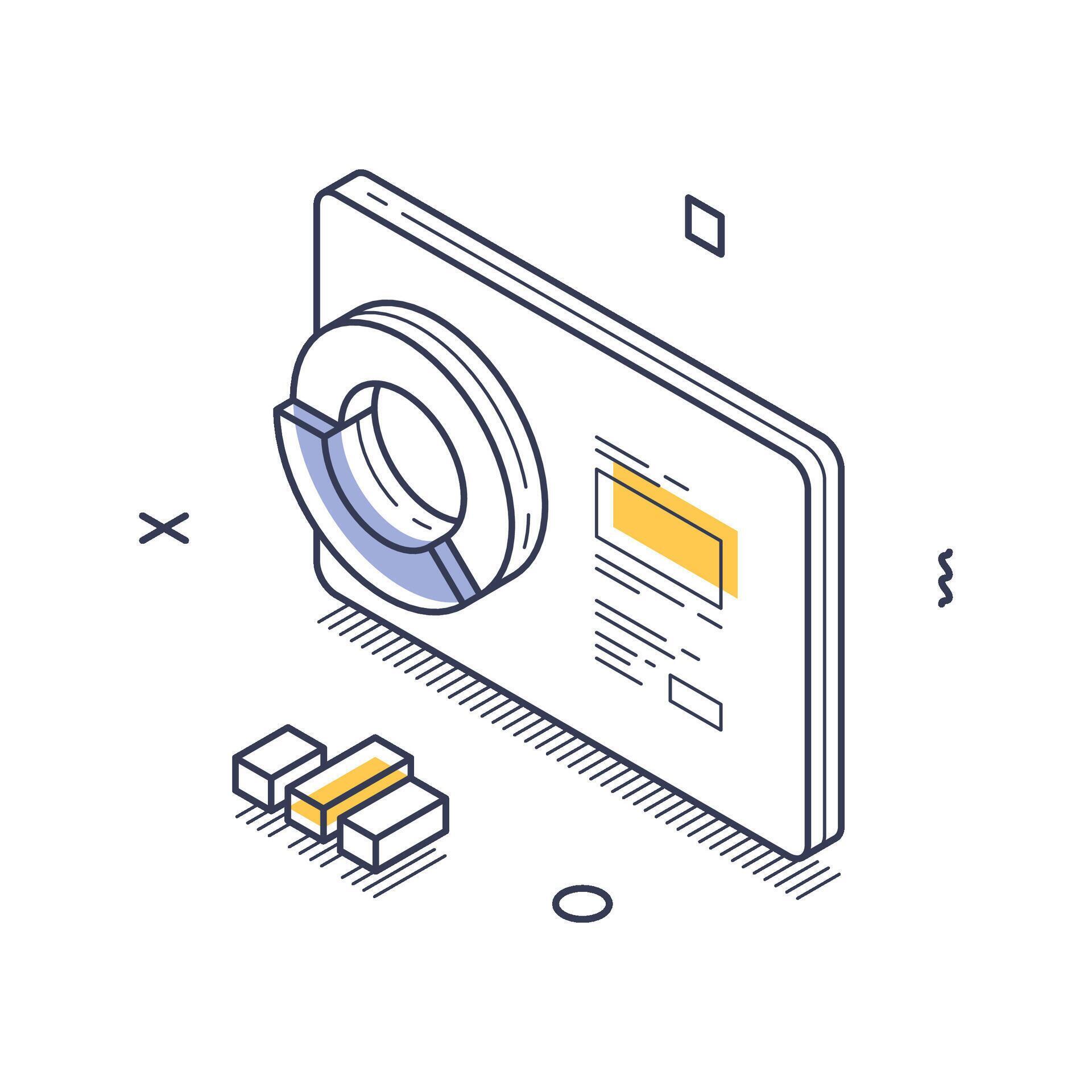 Isometric line art icon representing data analysis in a modern design ...